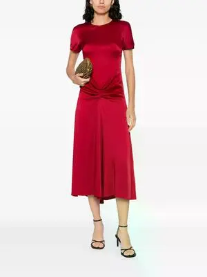 Victoria Beckham Draped Satin Midi Dress - Red