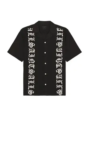 ALLSAINTS Scripture Short Sleeve Shirt In Black - Faded Black