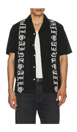 ALLSAINTS Scripture Short Sleeve Shirt In Black - Faded Black
