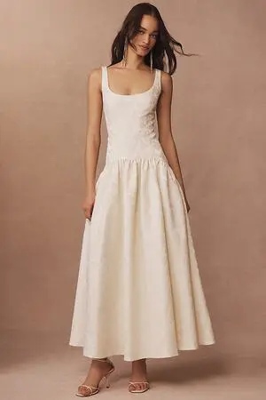 Hutch Sleeveless Scoop-Neck Drop-Waist Jacquard Maxi Dress In Ivory - 21%  Off | Editorialist