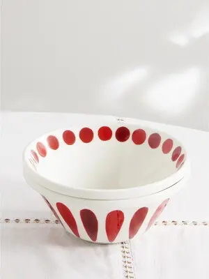 Themis Z Helios Set Of Two Painted Porcelain Bowls - Red