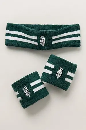 Free People Set Point Sweatband Set - Green Stripe