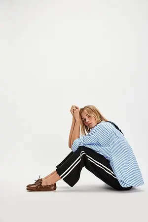 Donni. Linen Stripe Crop Track Pants