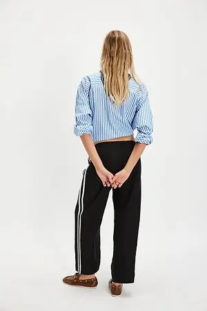 Donni. Linen Stripe Crop Track Pants