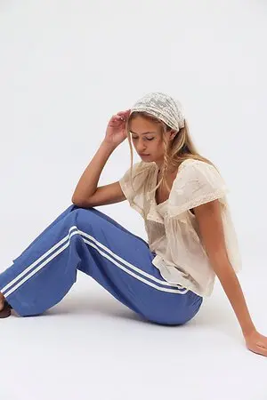 Donni. Linen Stripe Crop Pants - Lapis