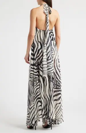 DELFI COLLECTIVE Isla Print Halter Silk Maxi Dress