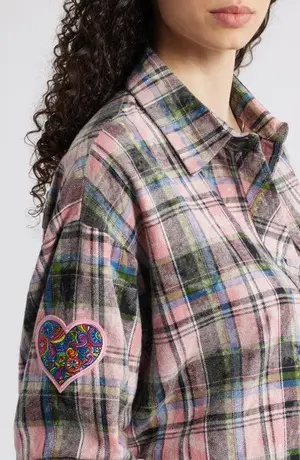 NIKKI LUND Paris Patch Plaid Shirt