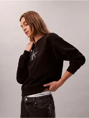 Calvin Klein Monologo French Terry Relaxed Sweatshirt - Black