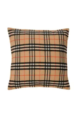 Burberry Check Wool Cashmere Cushion - Sand