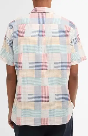 Barbour Oakshore Patchwork Print Short Sleeve Slub Cotton Button-up Shirt