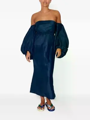 Rosie Assoulin Balloon-sleeve Midi Dress - Blue