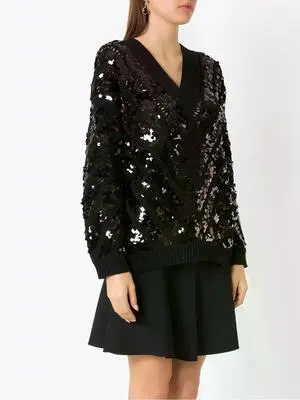 Valentino Garavani Sequin-embellished V-neck Jumper