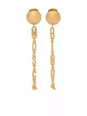 Moschino Logo-lettering Drop Earrings - Gold