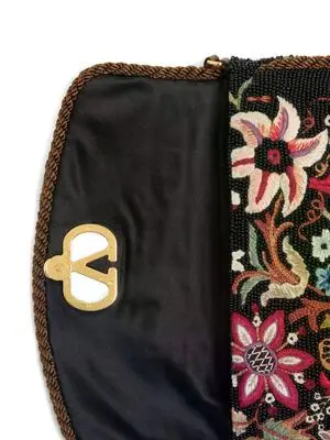Valentino Garavani Devain Embroidered Shoulder Bag - Black