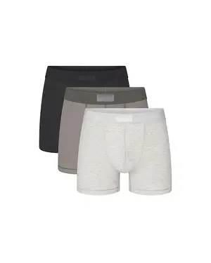 SKIMS Stretch Cotton 3 Boxer Briefs, 3-pack - Heather Multi