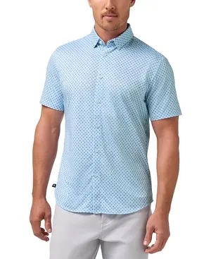 Mizzen+main Halyard Short Sleeve Dress Shirt Cloud Blue Circle Dash