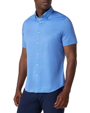 Mizzen+main Halyard Short Sleeve Dress Shirt Medium Blue