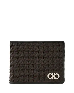 FERRAGAMO Gancio Woven Cardholder - Brown