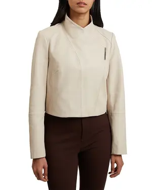 Ted Baker London Leather Cropped Wrap Jacket