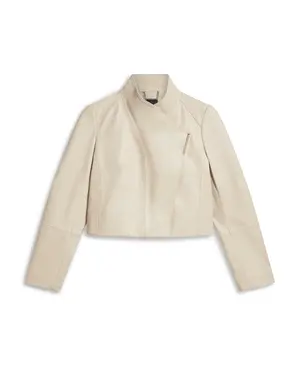 Ted Baker London Leather Cropped Wrap Jacket