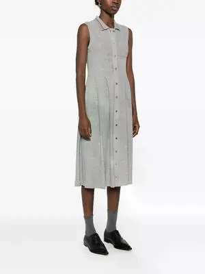 Thom Browne Rwb-stripe Pleated Midi Dress