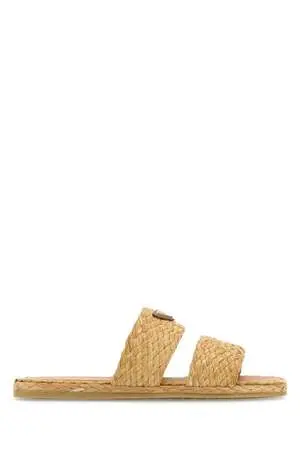 Prada Raffia Slippers - Beige O Tan