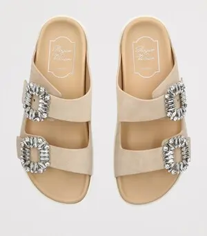 ROGER VIVIER Leather Slidy Viv Strass Sandals