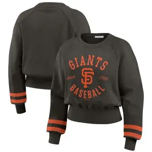 WEAR BY ERIN ANDREWS San Francisco Giants Vintage Washed Cropped Pullover Sweatshirt - Black