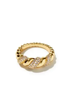 ANA LUISA Pavé Cubic Zirconia Rope Band Ring - Gold