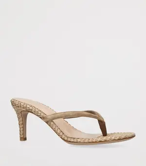 GIANVITO ROSSI Calypso Raffia Thong Sandals - Beige
