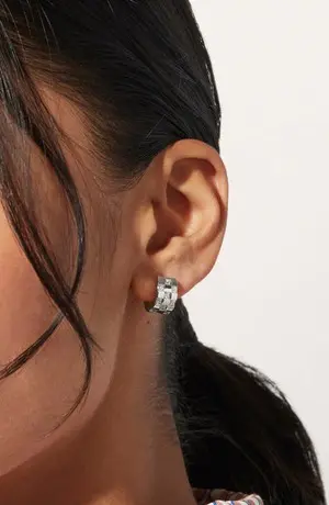 ANA LUISA Cubic Zirconia Huggie Hoop Earrings - Silver