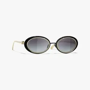 Chanel Oval Sunglasses - Black & Gold