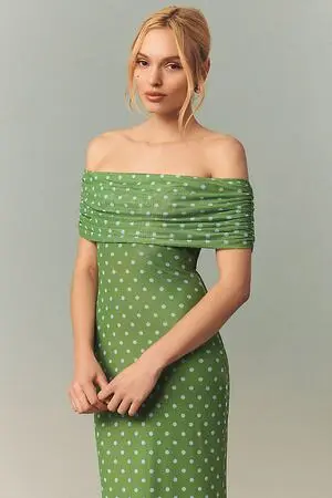 AFRM Mccall Off-the-shoulder Maxi Dress - Grass Dot