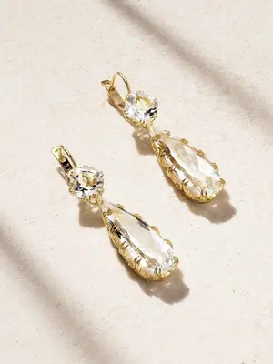 Ileana Makri Crown Topaz Drop Earrings - Gold