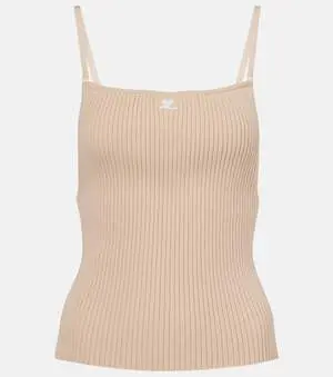 COURREGES Logo Ribbed-knit Tank Top