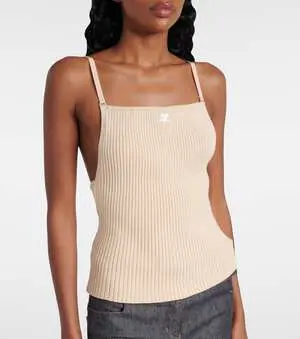 COURREGES Logo Ribbed-knit Tank Top