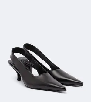 TOTEME Leather Slingback Pumps - Black