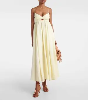 Zimmermann Rhiannon Embellished Linen Midi Dress