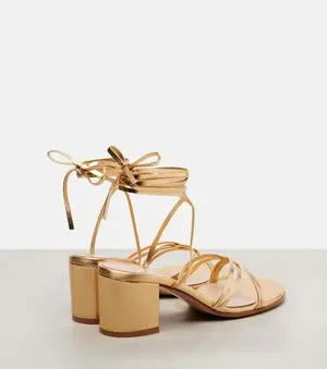 GIANVITO ROSSI Metallic Leather Lace-up Sandals