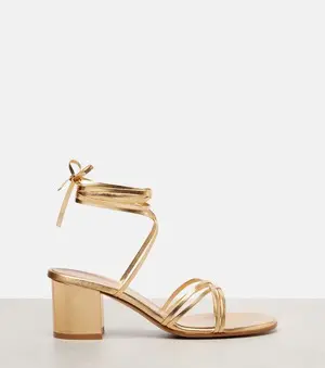 GIANVITO ROSSI Metallic Leather Lace-up Sandals