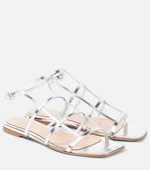 GIANVITO ROSSI Metallic Leather Sandals - Silver