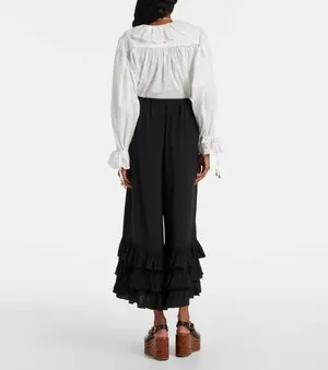 Chloé Layered Crêpe De Chine Wide-leg Pants