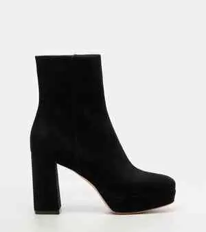 GIANVITO ROSSI Daisen 95 Suede Platform Ankle Boots - Black