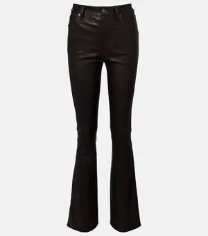 FRAME Reboot Cropped Leather Bootcut Pants - Brown
