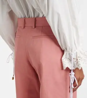 Chloé Pleated High-rise Cotton Flared Pants