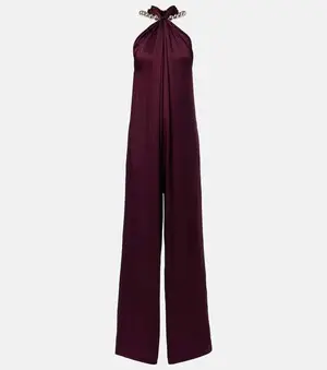 Stella McCartney Embellished Halterneck Jumpsuit - Burgundy