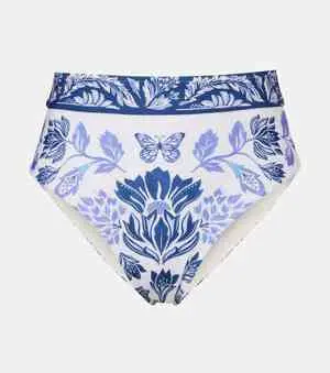 Farm Rio Floral High-rise Bikini Bottoms - Blue