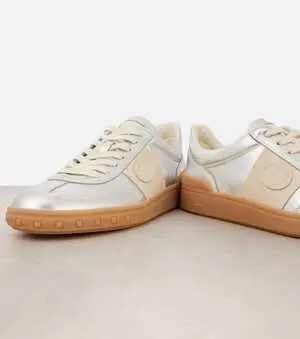 Valentino Garavani Vlogo Metallic Leather Sneakers