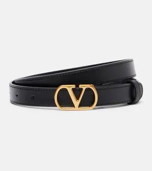 Valentino Garavani Vlogo Leather Belt - Black