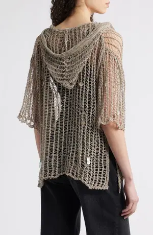 NIKKI LUND Aaliyah Sequin Hooded Sweater